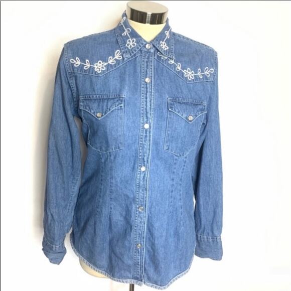 Tasha Polizzi | Tops | Tasha Polizzi Embroidery Floral Western Jean Top ...